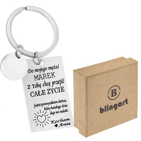 Brelok do kluczy Z GRAWEREM prezent DLA MĘŻA stal 12853850307 Allegro pl