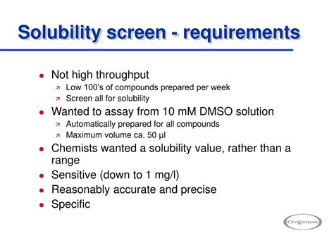 PPT Solubility Screening Measurements At Organon Newhouse PowerPoint Presentation ID
