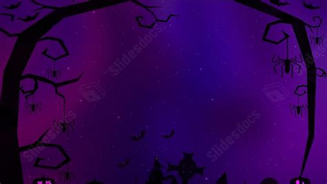 Festival Bat Pumpkin Halloween Gradient Purple Powerpoint Background