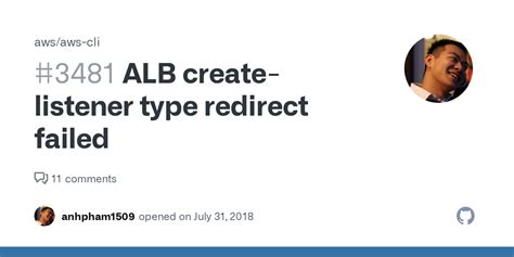 alb create listener type redirect failed · issue 3481 · aws aws cli