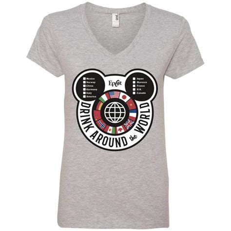 Drink Around The World Epcot Checklist Ladies V Neck T Shirt Day