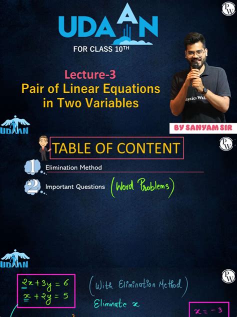 Pair Of Linear Equations In 2 Variables 03 Class Notes Pdf