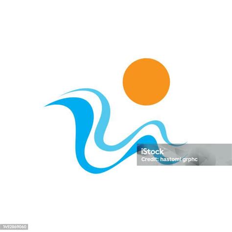 태양과 바다 파도 로고 해변 파도 미니멀하고 단순한 현대적인 개념 평면 색상 디자인 템플릿 일러스트레이션 벡터 0명에 대한 스톡 벡터 아트 및 기타 이미지 Istock