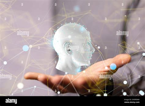 A 3d Rendering Of A Human Face With Floating Lines And Dots In A Mans