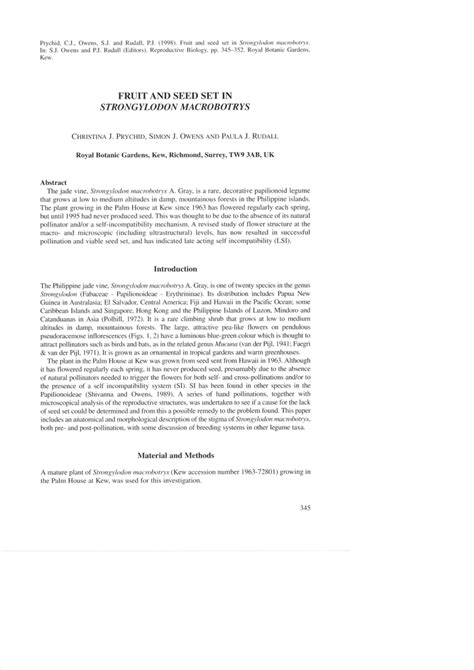 Pdf Fruit And Seed Set In Strongylodon Macrobotrys