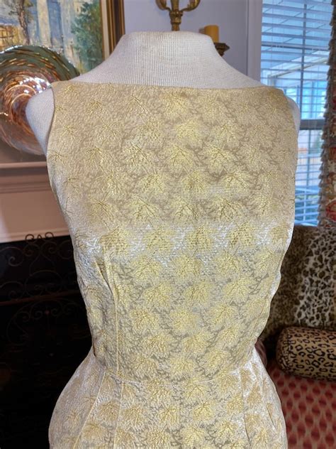 Vintage 1960s Gold Brocade Prom Dress Metallic Gold T Gem