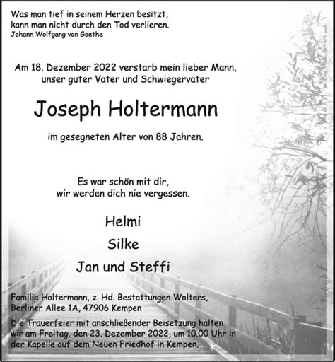 Alle Traueranzeigen für Joseph Holtermann trauer rp online de