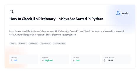 Python 딕셔너리 키 정렬 여부 확인 방법 튜토리얼 Labex