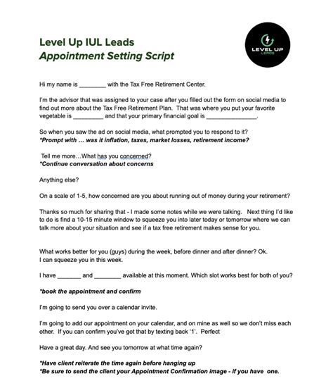 Phone Script Level Up Leads