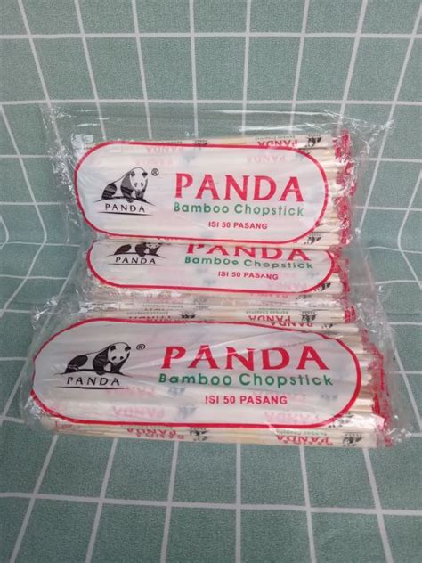 Sumpit Bambu Panda Tusuk Gigi Bamboo Chopstick 1pack Isi 50 Pasang