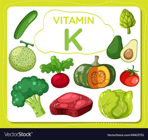 Vitamin K Food And Fruit Banner Royalty Free Vector Image