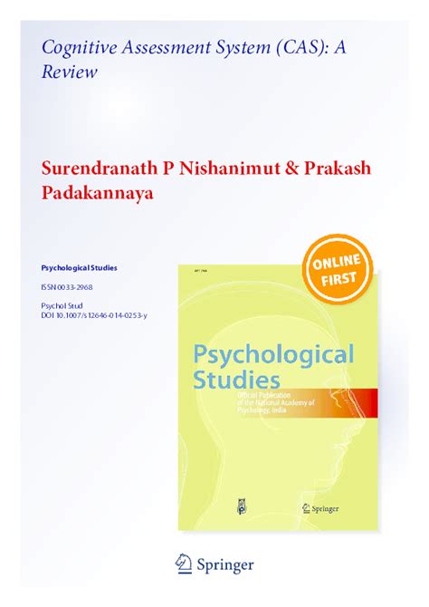 Pdf Cognitive Assessment System Cas A Review