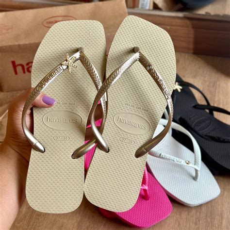 Havaianas Slim Square Pingente Estrela Do Mar E Ponto De Luz