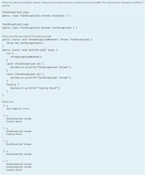 solved given the following exception classes assume the