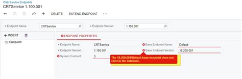 The 18 200 001 Default Base Endpoint Does Not Exist In The Database