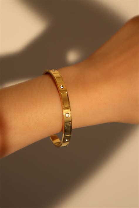 18k Gold Stainless Steel Diamond Bracelet Cutethingscommin