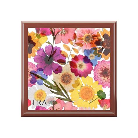 Flower Memory Box Custom Mothers Day Jewelry Box Pressed Flower Art Printed Wood Memory Box Etsy