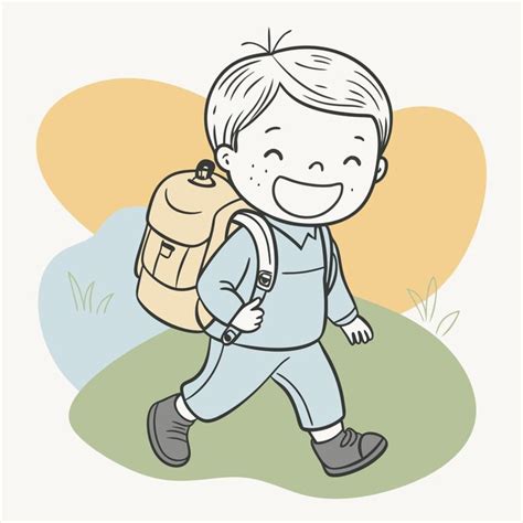 Un Dibujo De Un Niño Con Una Mochila Y Una Mochila Vector Premium Generado Con Ia