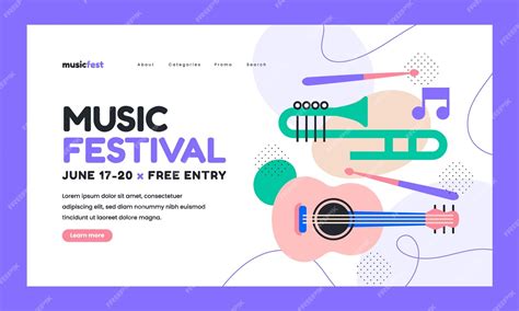 Free Vector Music Festival Landing Page Template