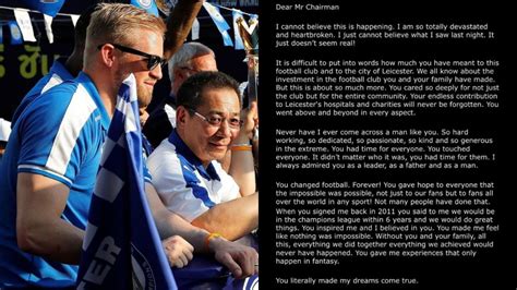 La Preciosa Carta De Schmeichel Al Fallecido Vichai