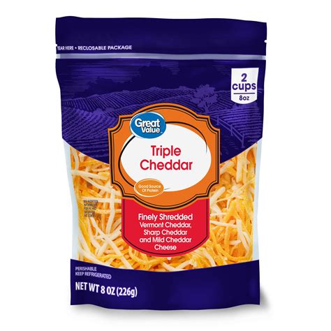 Great Value Finely Shredded Triple Cheddar Cheese 8 Oz
