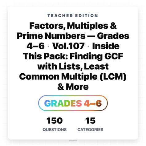 Finding Gcf With Lists — Prime Numbers And Factor Practice Grades 46