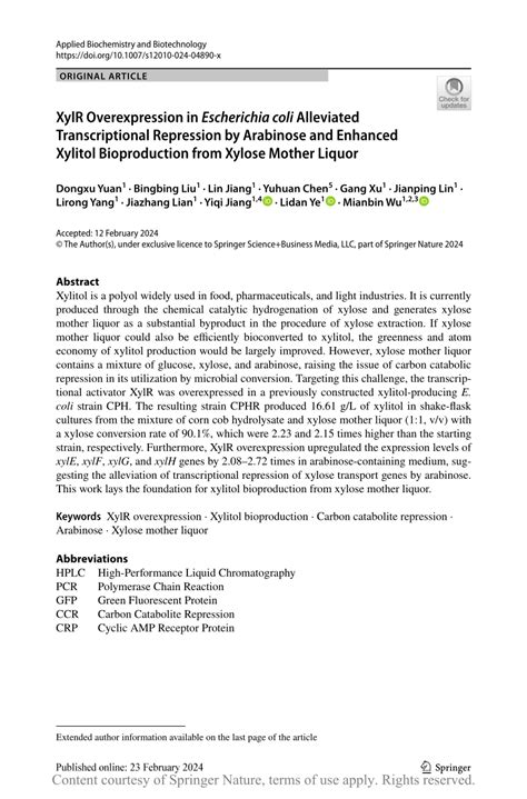 Xylr Overexpression In Escherichia Coli Alleviated Transcriptional