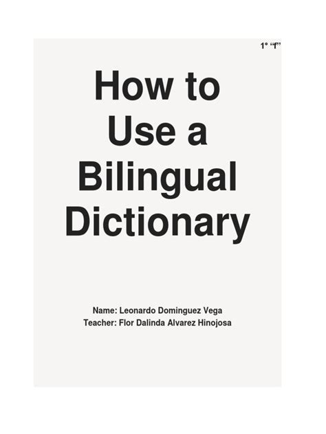 How To Use A Bilingual Dictionary Pdf Adverb Dictionary
