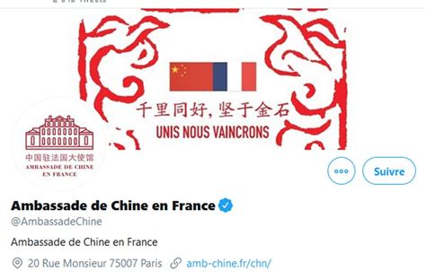 Lambassade De Chine En France Affirme Que Son Compte Twitter A été