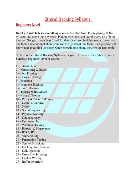 Hacking Syllabus Pdf Pdf Computer Security Security