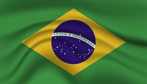 Feche a bandeira nacional do brasil acenando ilustração vetorial