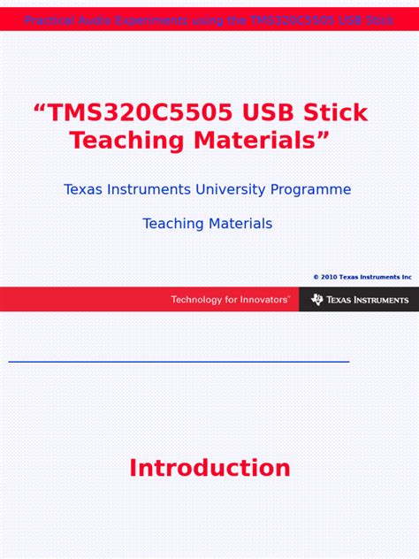 Chapter 0 Introduction To Tms320c5505 Usb Stick Pdf