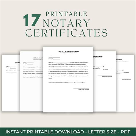 17 Printable Notary Certificates Acknowledgements Jurat Oath
