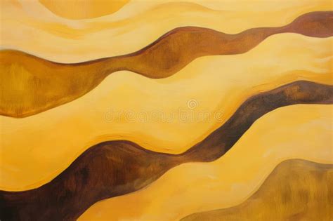 Abstract Aerial View Of A Desert Landscape With Undulating Sand Dunes In Golden Yellow And Soft