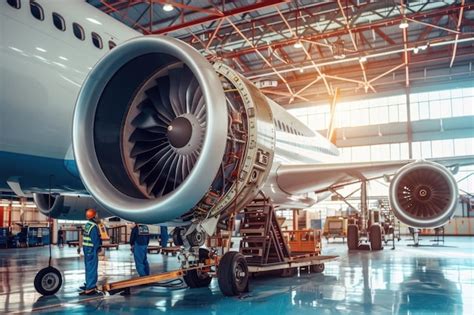 Premium Photo Low Angle Wide Shot Of Engineers Assembling An Engine