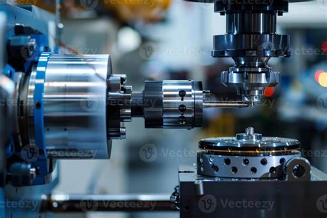 Cnc Lathe Machine Cutting Metal Part In Workshop 55673510 Stock Photo At Vecteezy