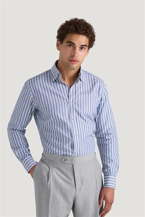 Kovacs Oxford Shirt Mj Bale Navy And White Stripes Blowes Clothing