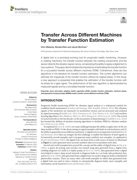 Pdf Transfer Across Different Machines By Transfer Function Estimation