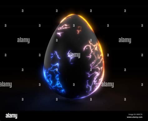 Fracturing Black Egg In The Dark 3d Illustration Stock Photo Alamy