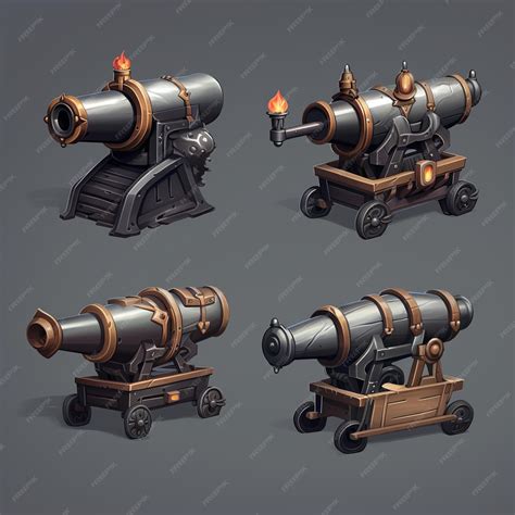 Premium Ai Image Illustration Of 4 Basic Pirate Ship Cannons Toon