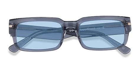 Croquet Rectangle Crystal Blue Frame Prescription Sunglasses