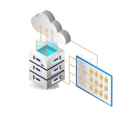 Isometric Flat 3d Illustration Concept Of Data Storage Network In Cloud Server Stock