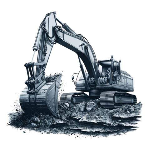 Excavator Vehicle Working Isolated On White Background Premium Ai Generated Image