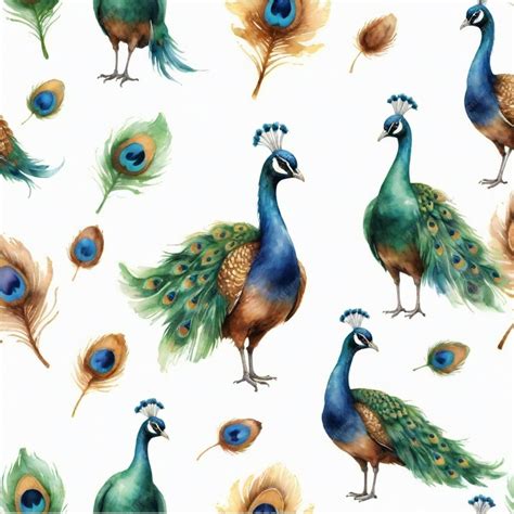 Premium Vector A Colorful Wallpaper With Peacocks And Peacocks