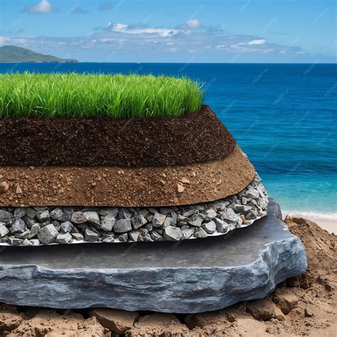 Detailed Island Soil Stratification Layers With Colorful Soil Horizons