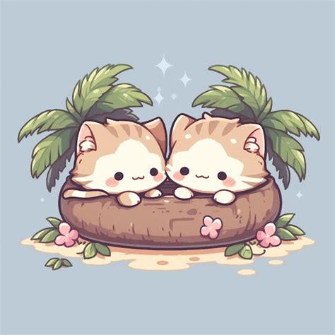 Premium Photo Cute Twin Cat With Coconut