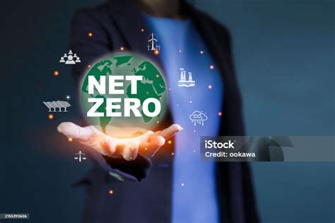 Net Zero 아이콘 탄소 중립 및 Esg 개념 온실가스 순배출 제로 온실가스 배출 목표 기후 중립 배경 주위에 에코 그린