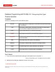 Plsql Practice Pdf Oracle Academy Database Programming