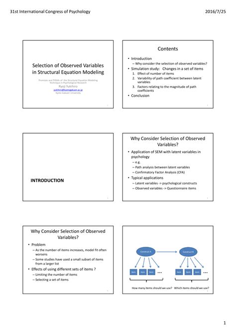 Pdf Selection Of Observed Variables In Structural Equation Modeling