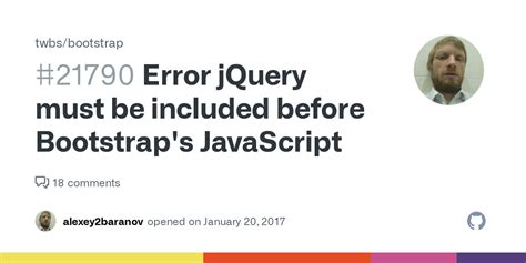 Error JQuery Must Be Included Before Bootstrap S JavaScript Issue